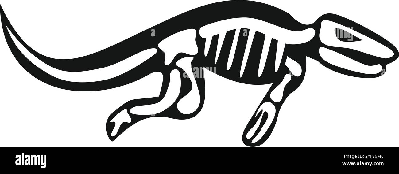 Stylized varanus skeleton running, bones and joints easily visible ...