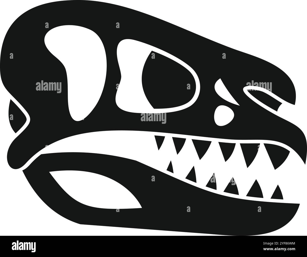 Side view of a dinosaur skull, highlighting its menacing teeth and ...