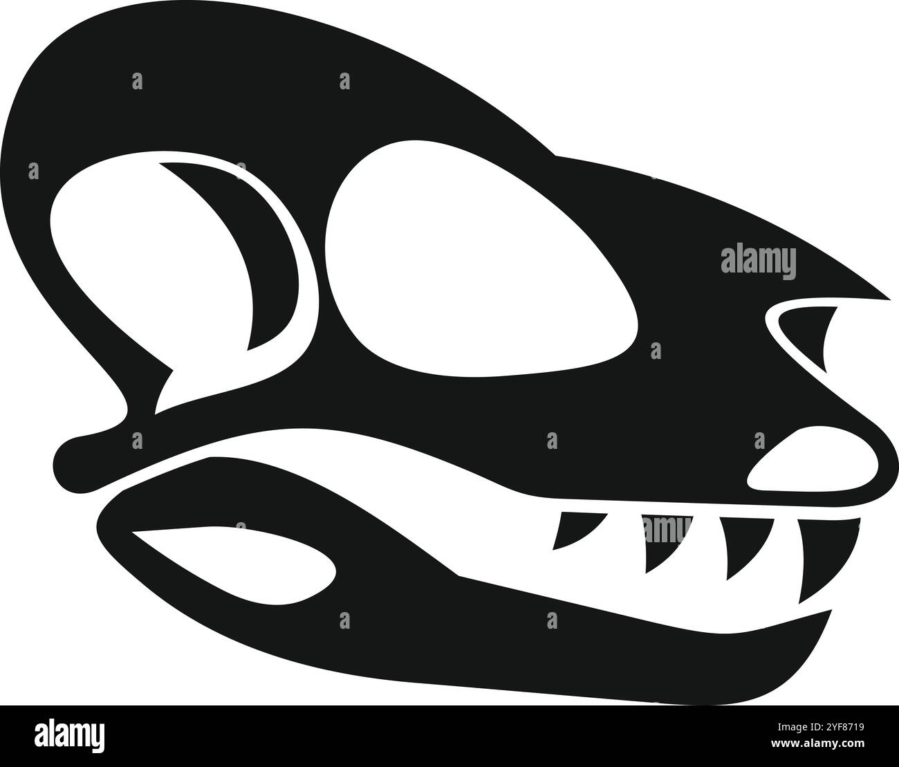 Side view of a dinosaur skull, featuring sharp teeth and prominent eye ...