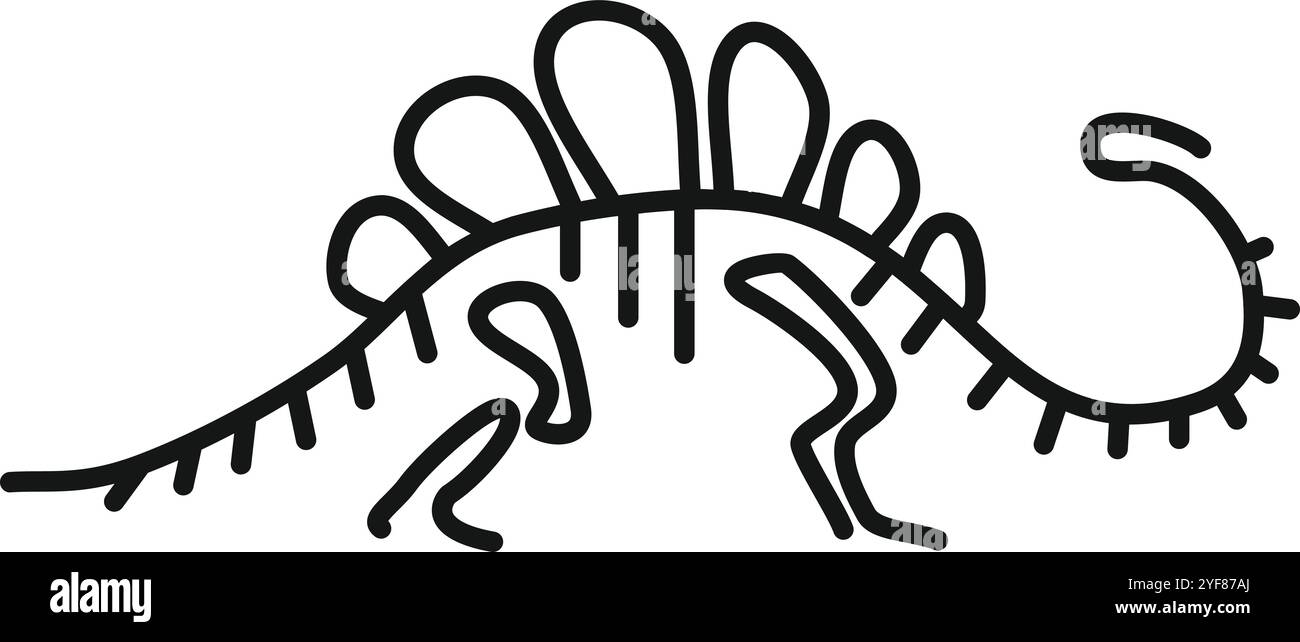 Simple line drawing of a spinosaurus dinosaur walking, featuring its ...