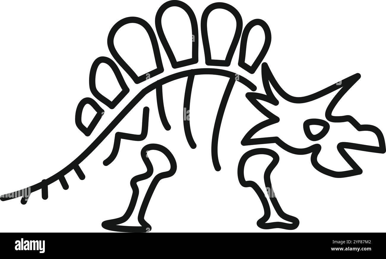 Kentrosaurus dinosaur skeleton walking, side view, prehistoric animal ...