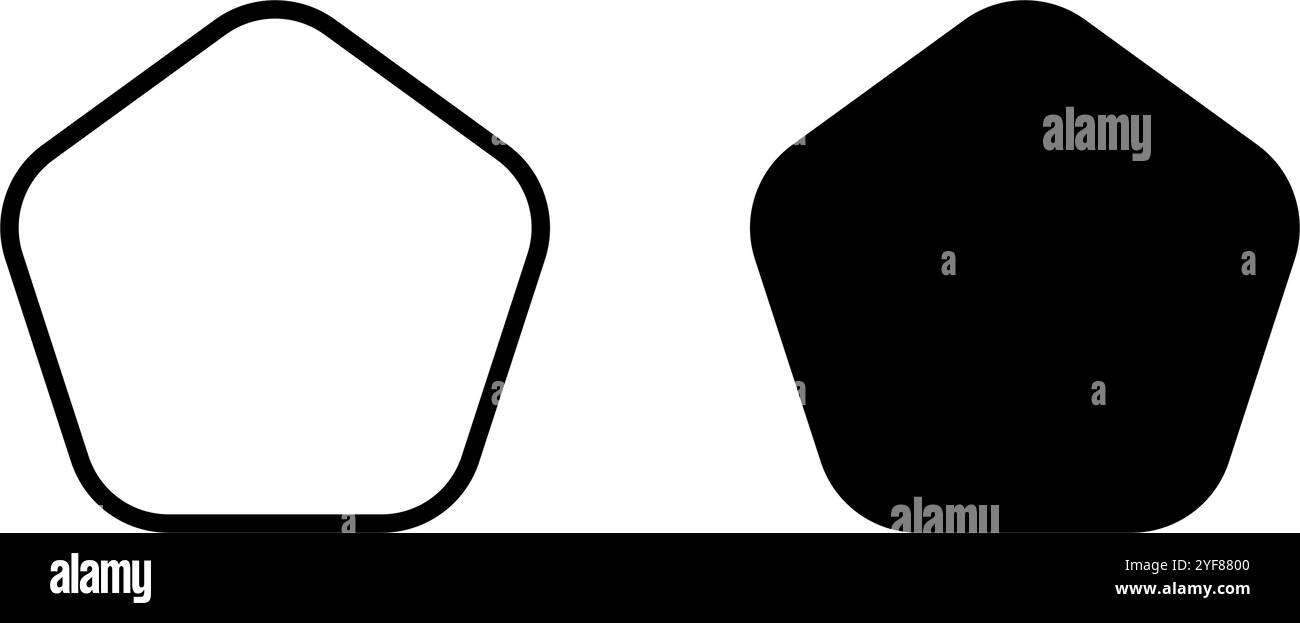 Pentagon frame and shape icons. Geometric figures with 5 rounded ...