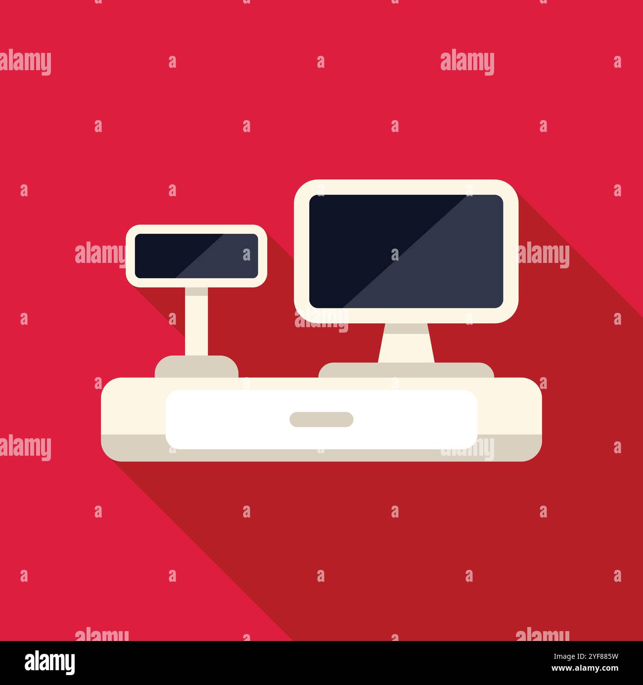 Modern cash register with monitor displaying accepting payments ...