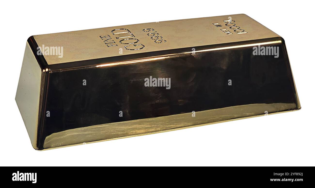 Large Gold bar laying hoirzontally Stock Photo - Alamy