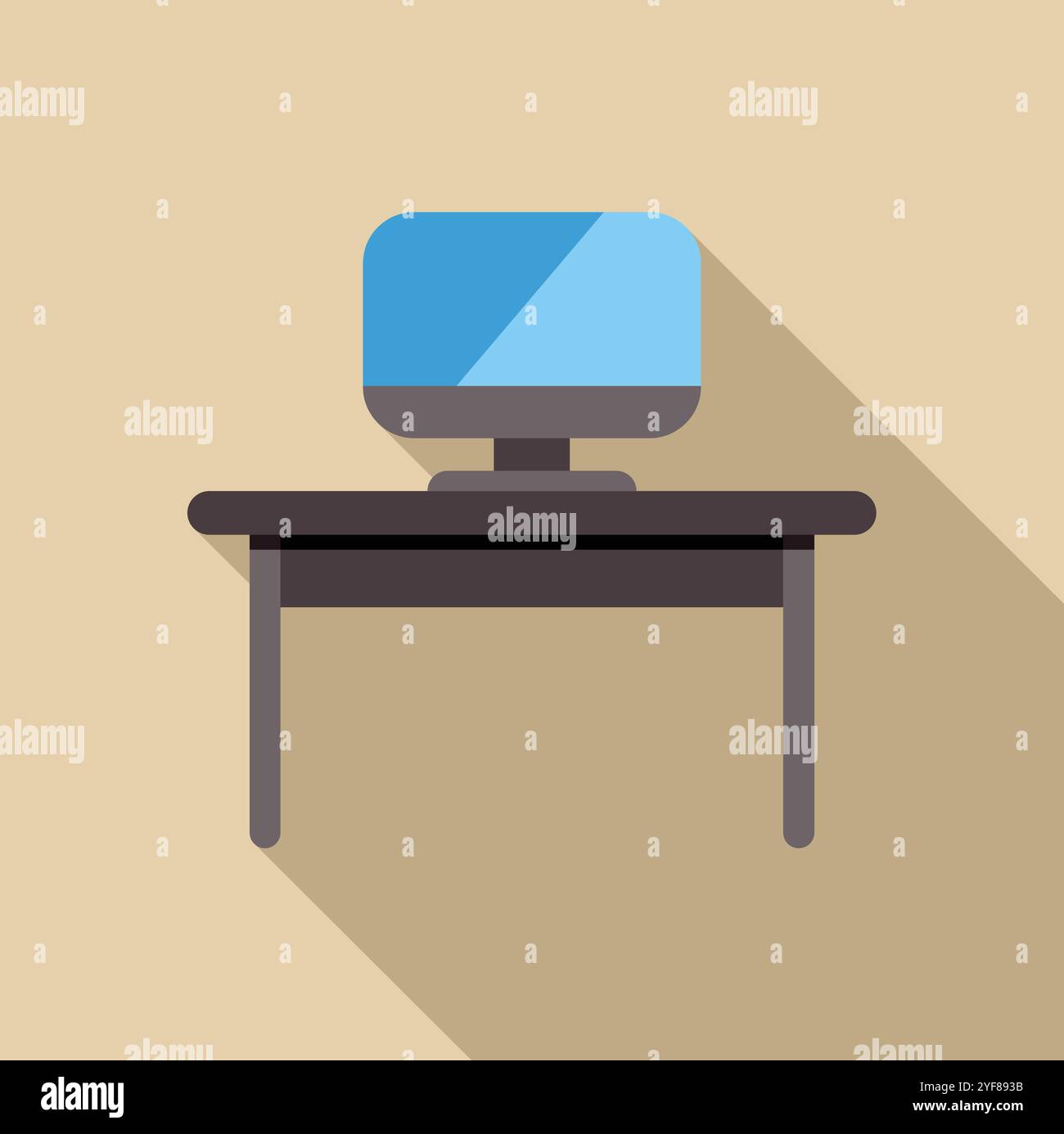 Simple yet stylish office desk features a computer monitor glowing with ...