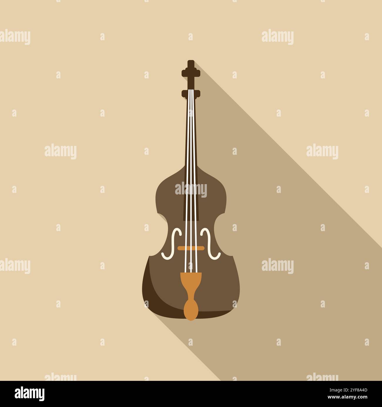 Minimalist vector illustration of a double bass casting a long shadow ...