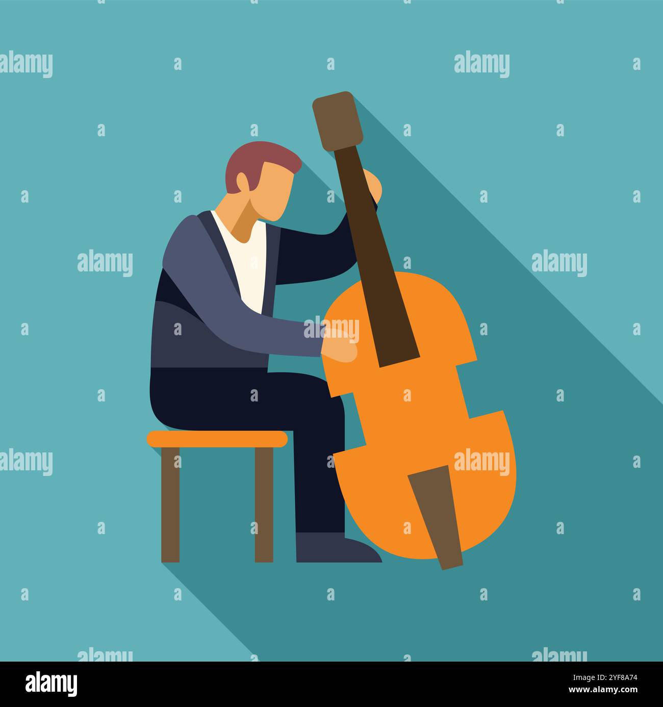 Professional musician playing a double bass during a classical music ...