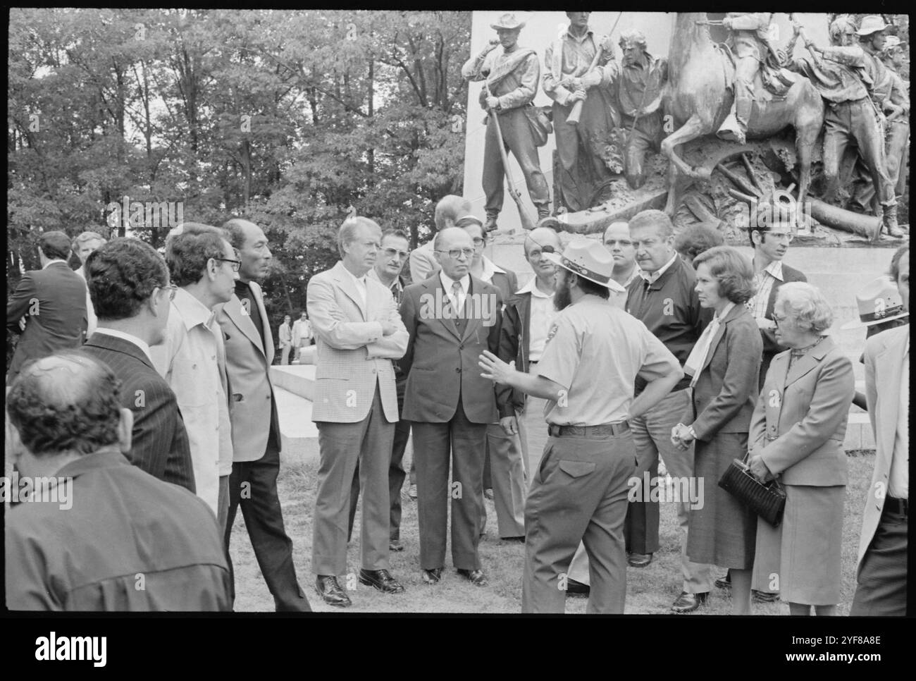 US President Jimmy Carter with Israeli Menahem Begin at Camp David ...