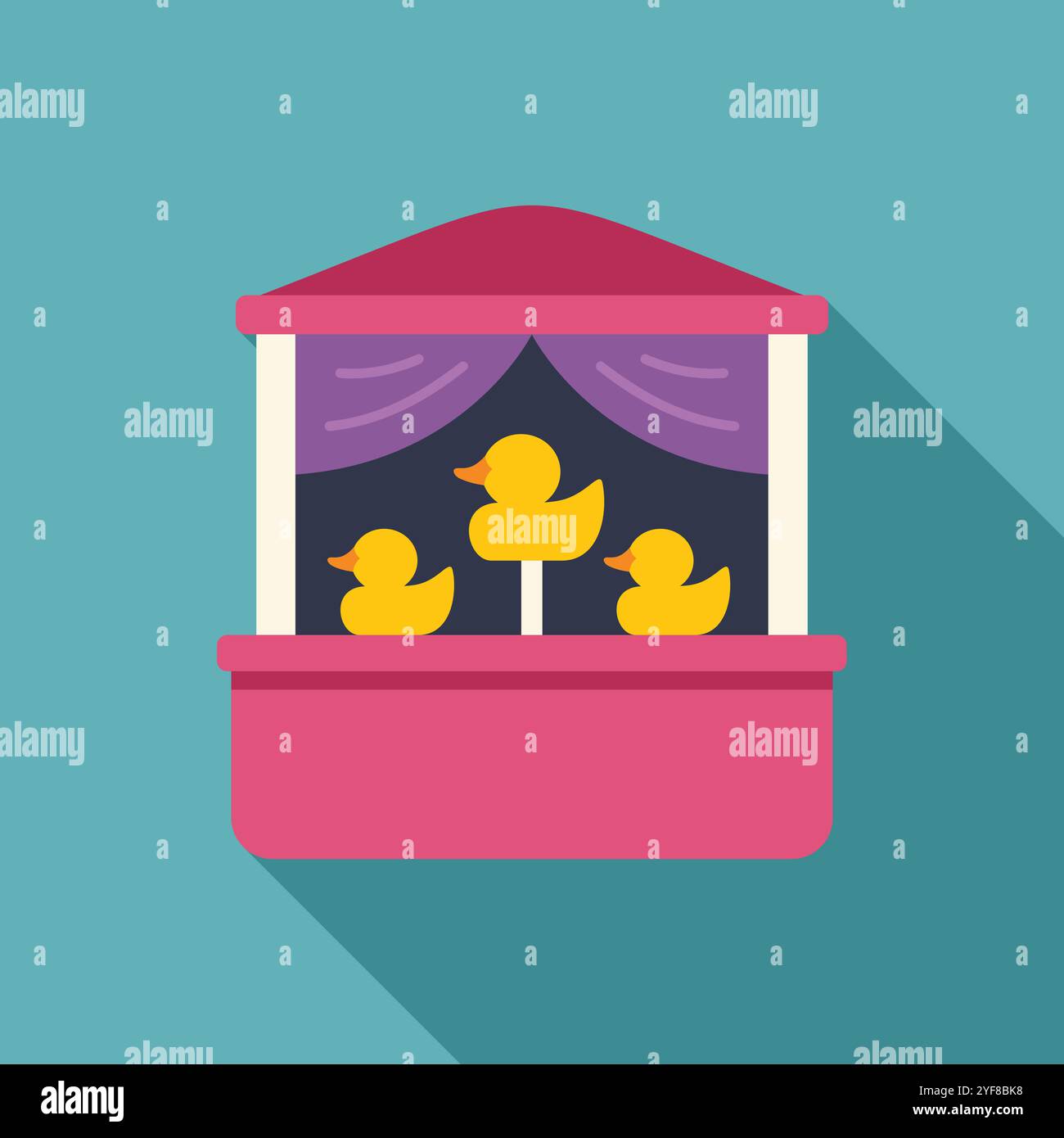 Carnival shooting game with rubber ducks waiting to be shot down Stock ...