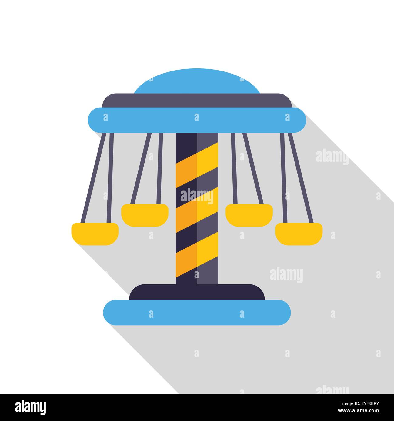 Colorful swing ride spinning at amusement park, providing entertainment ...