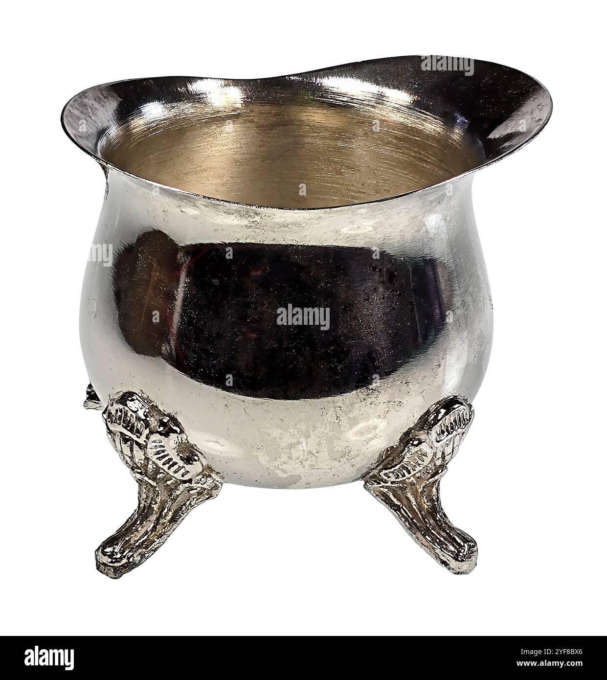 A fancy silver bowl with high sides for holding liquids Stock Photo - Alamy