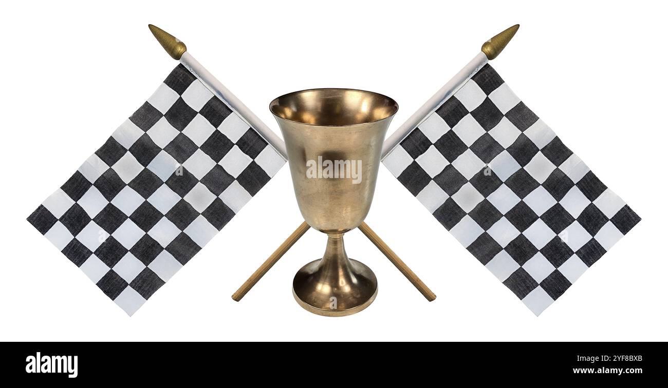 Black and white checkered flags and chalice to show drinking games ...