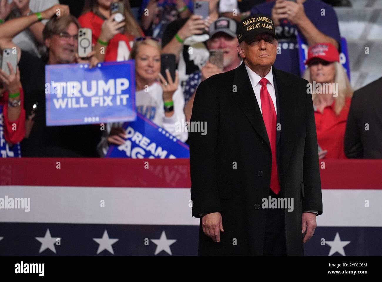 Republican presidential nominee former President Donald Trump arrives ...