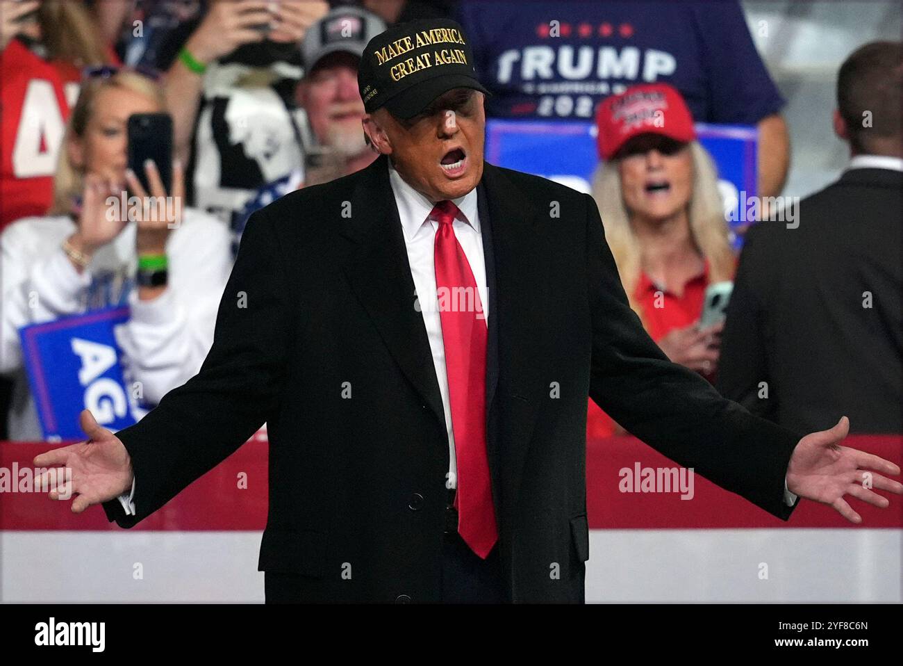 Republican presidential nominee former President Donald Trump arrives ...