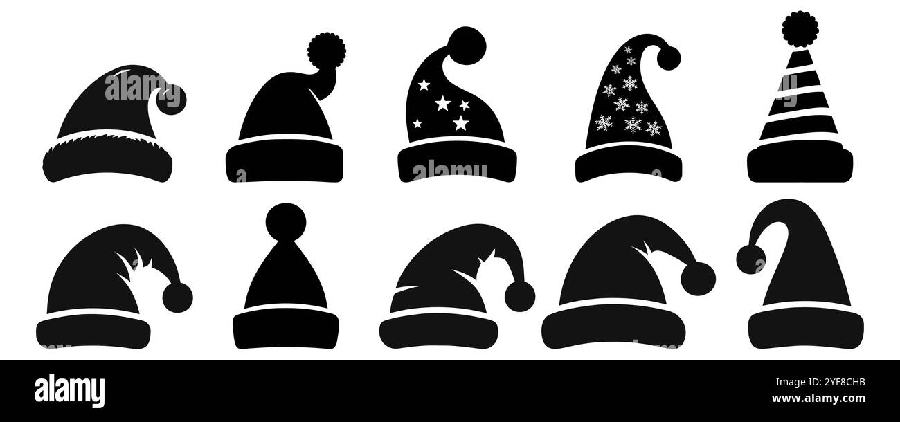 Santa claus icons black Cut Out Stock Images & Pictures - Alamy