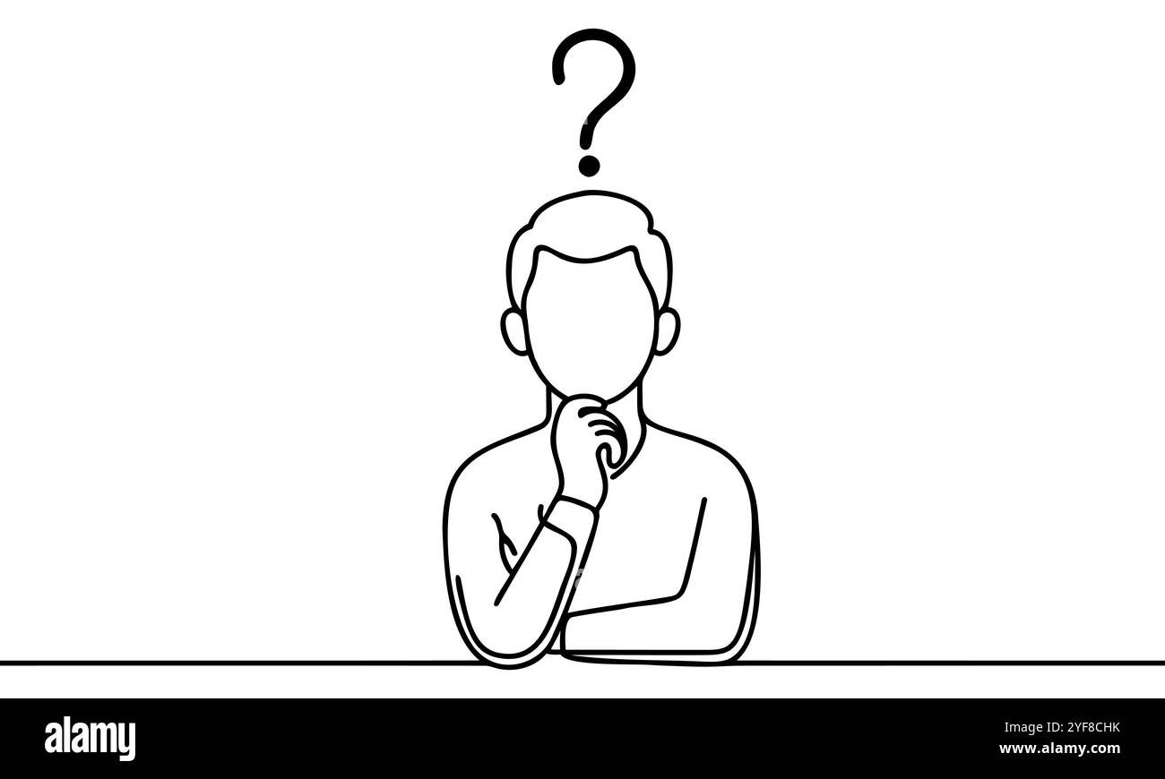 question sign man Continuous one line drawing Stock Vector Image & Art ...