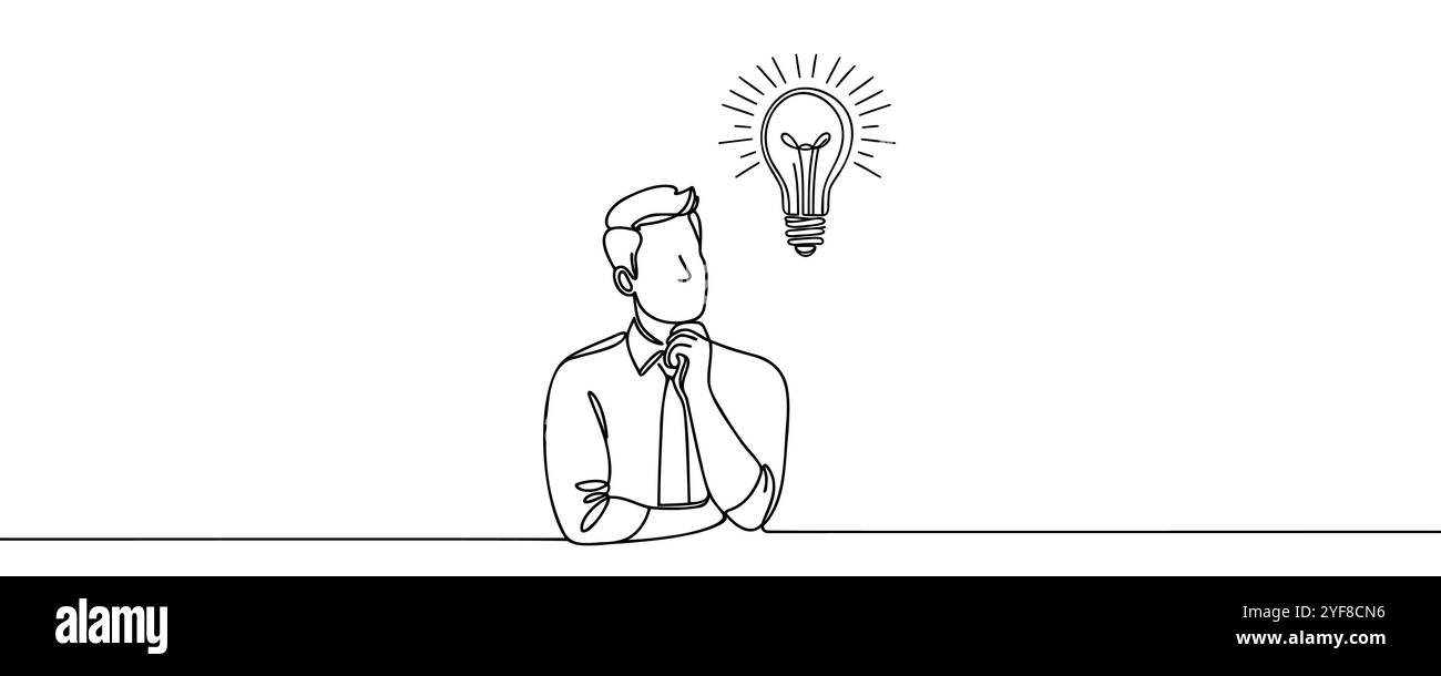 The man has an idea Continuous one line drawing Stock Vector Image ...