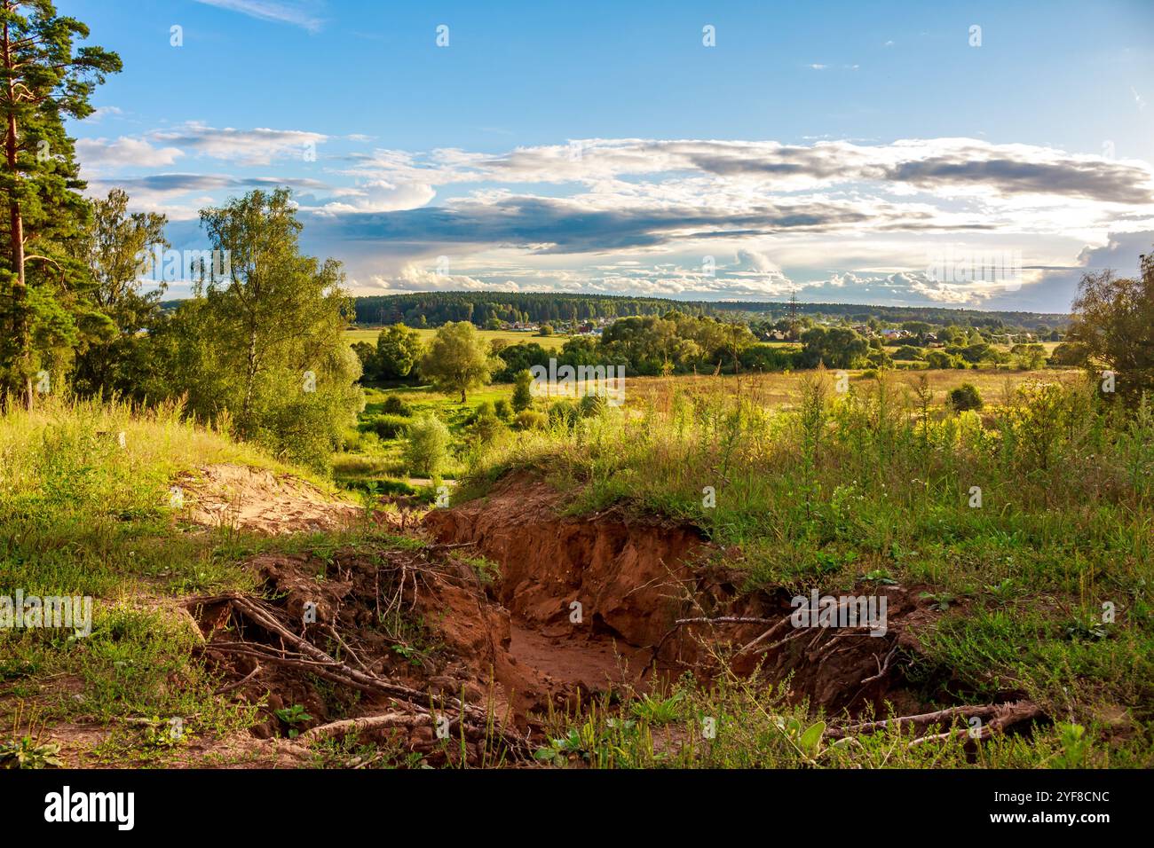 Green grassy slope with soil erosion Stock Photo - Alamy
