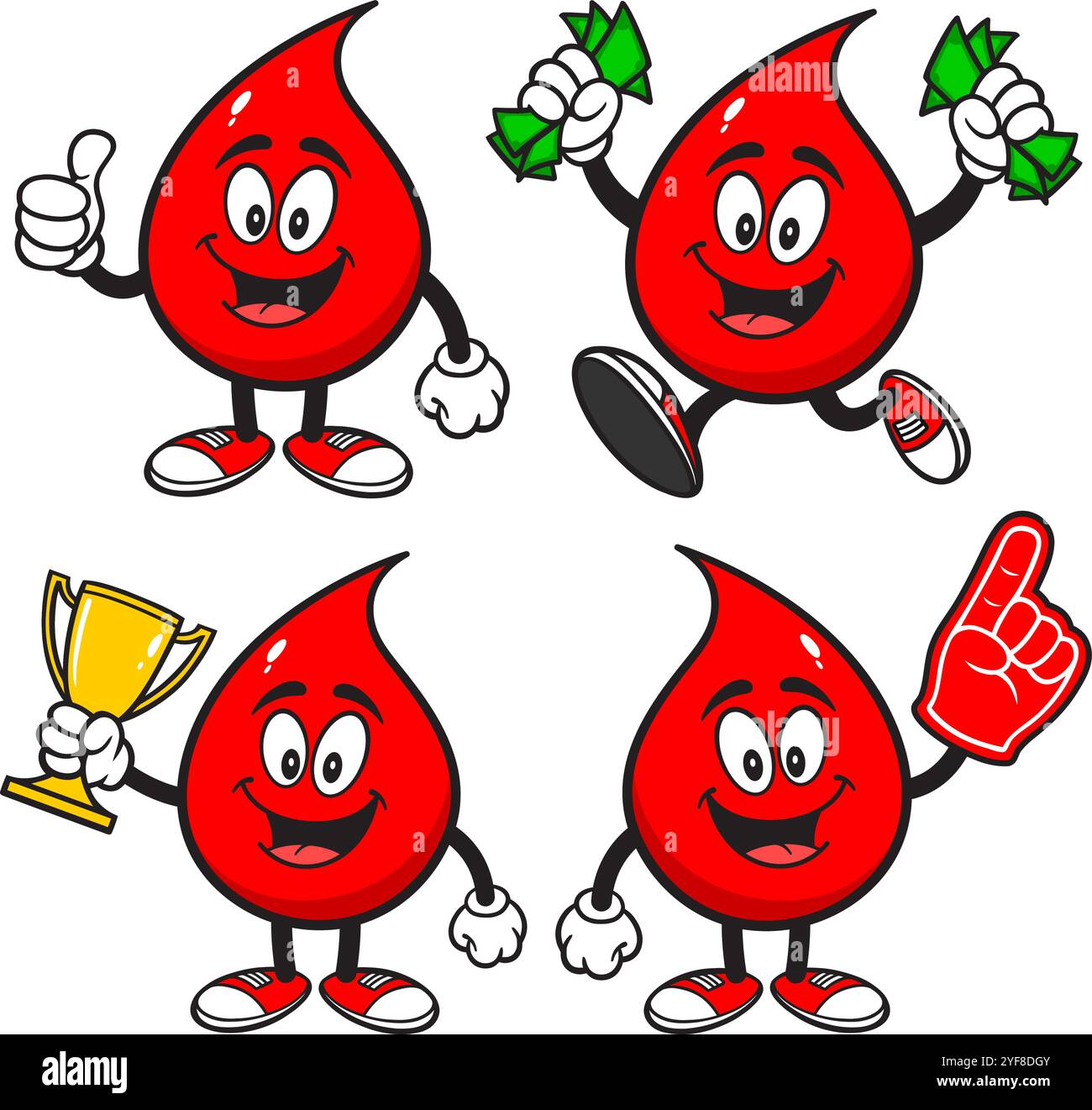 Blood Character Set 02, Hand Drawn Vector illustrations, Isolated On ...