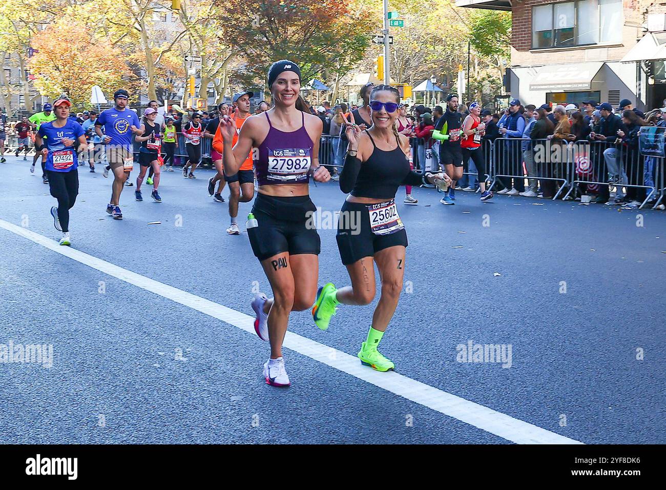 Runners trudge up First Avenue at Mile 16 of the 2024 New York City ...