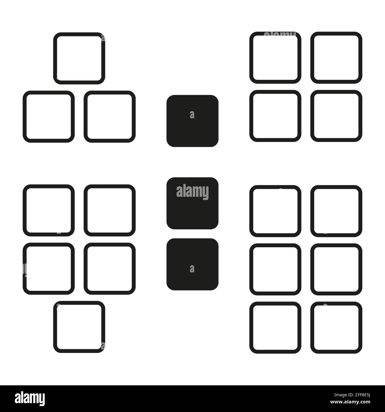 Square icons grid. Minimalist square symbol. Simple black outline ...