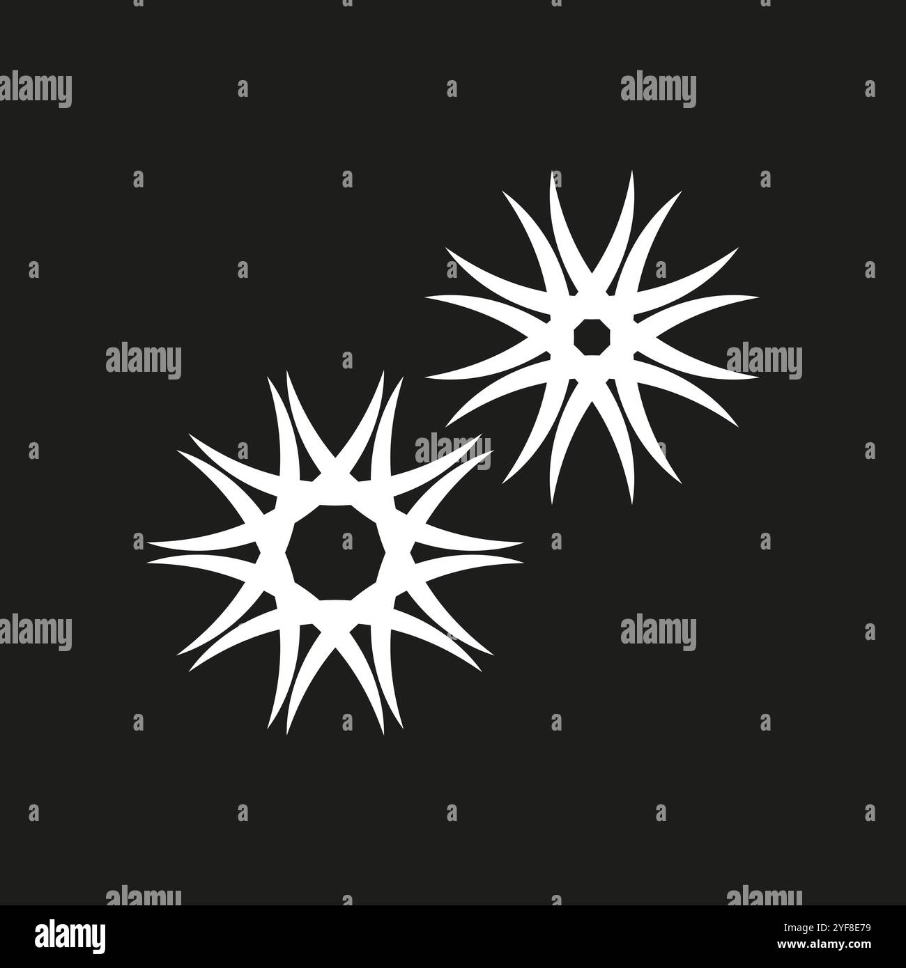 Starburst shapes. Abstract radial icons. White pattern on black. Geometric vector design Stock ...