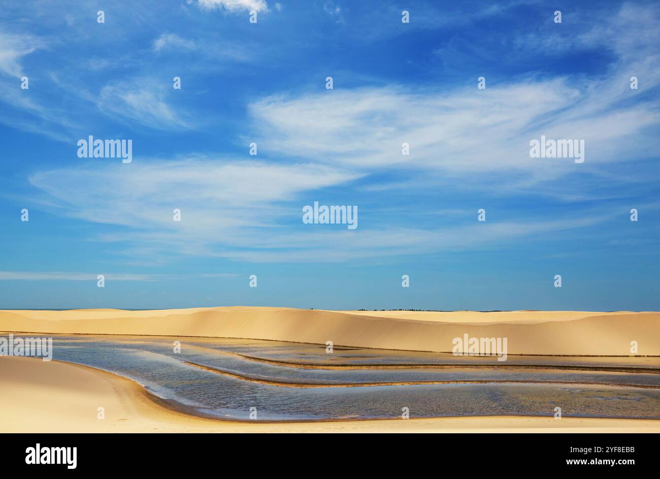 Lagoons in the desert of Lencois Maranhenses National Park, Brazil ...