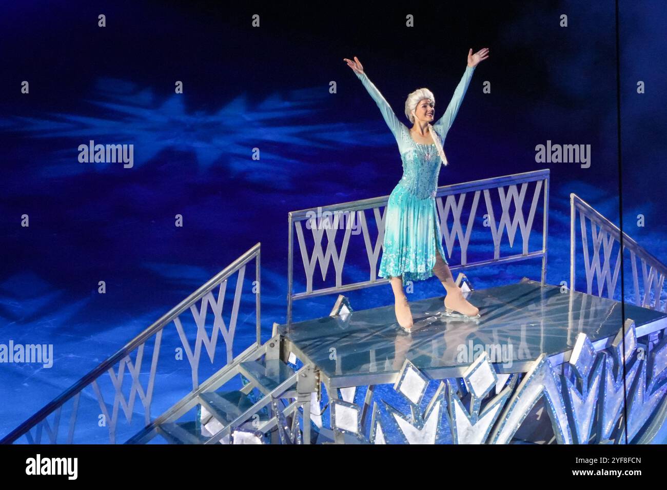 An ice dancer performs the classic Disney story "Frozen". Beijing,China ...