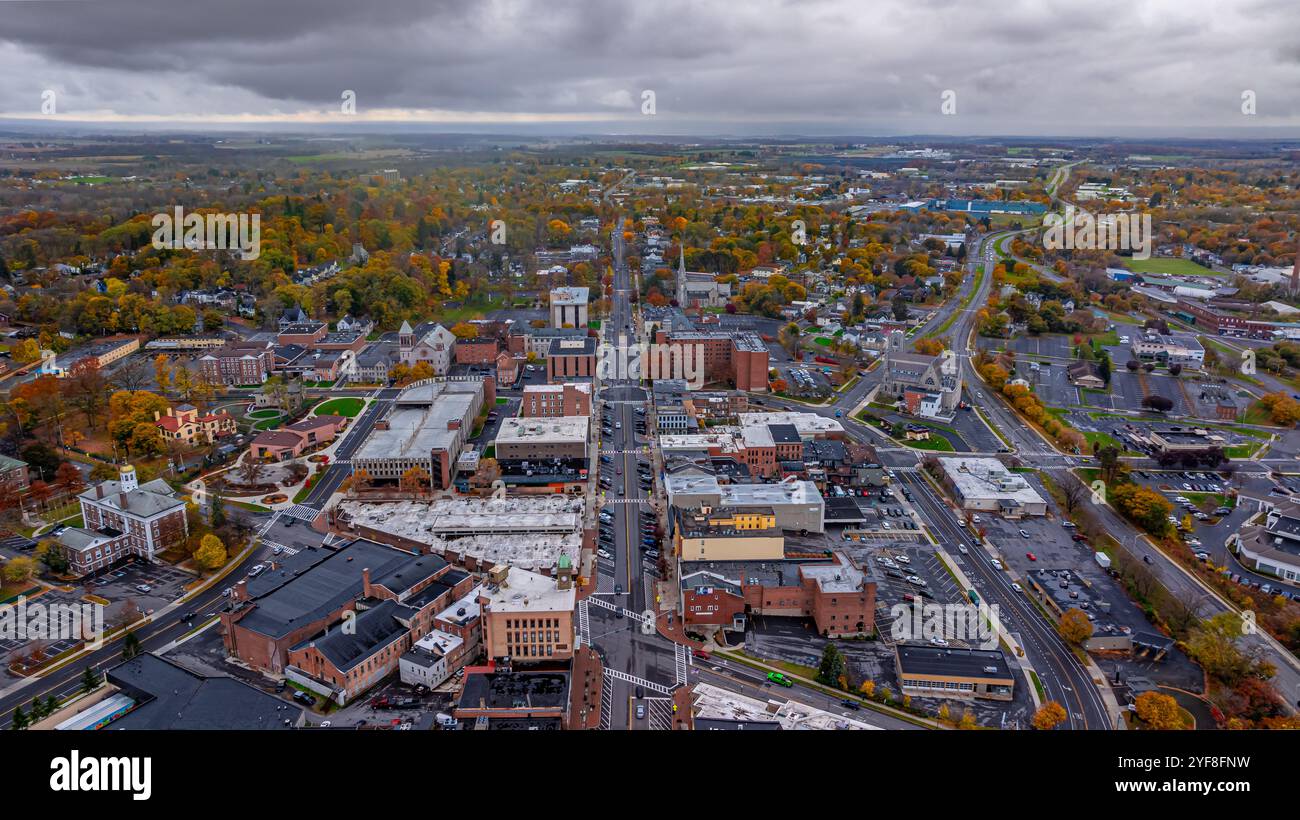 Aerial photo of the fall foliage surrounding the City of Auburn, Cayuga ...