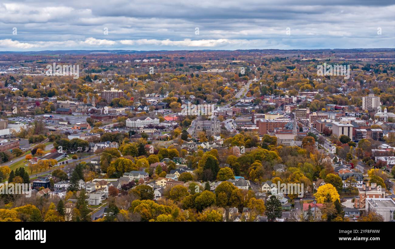 Aerial photo of the fall foliage surrounding the City of Auburn, Cayuga ...