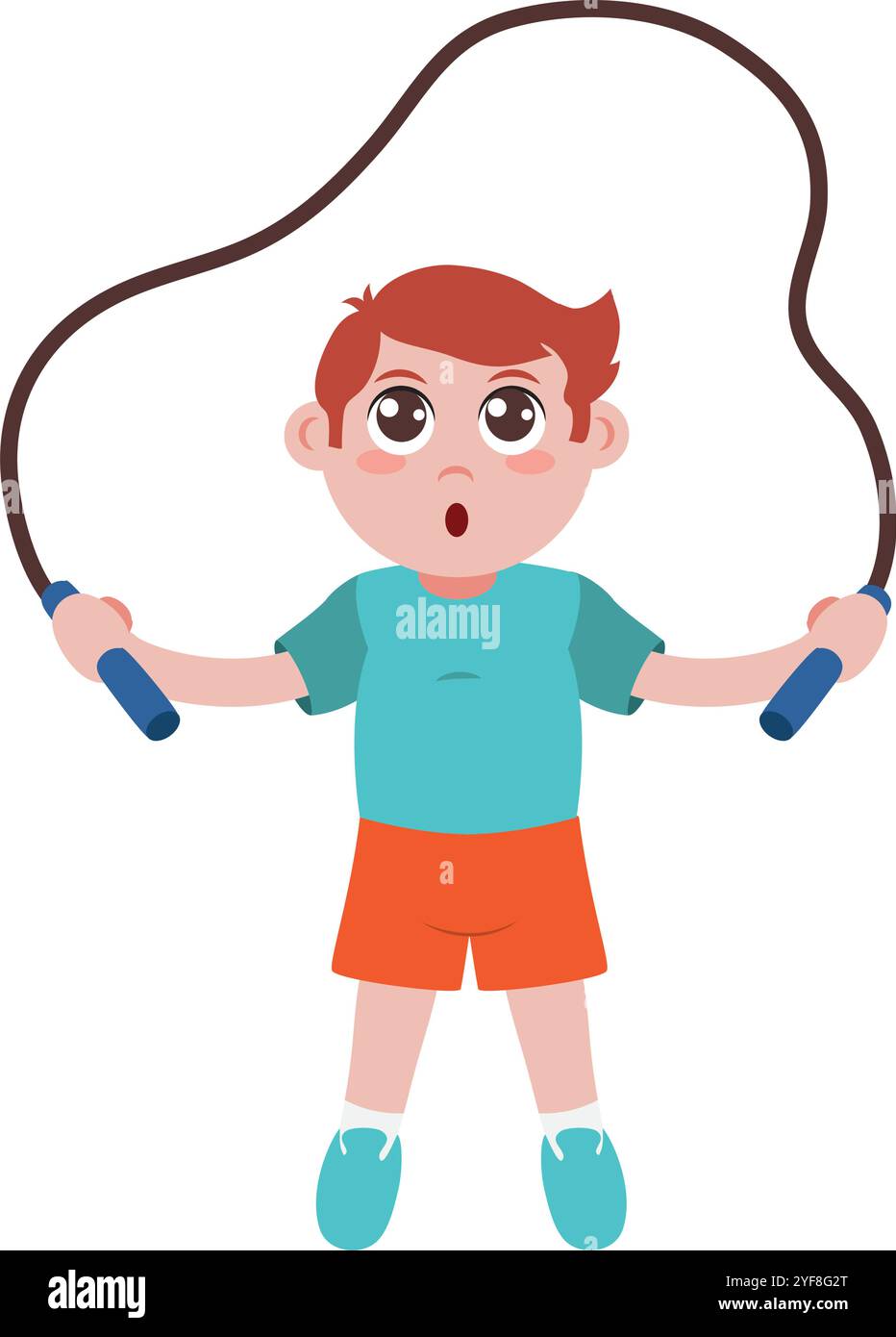 cute little boy cartoon with skipping rope Stock Vector Image & Art - Alamy
