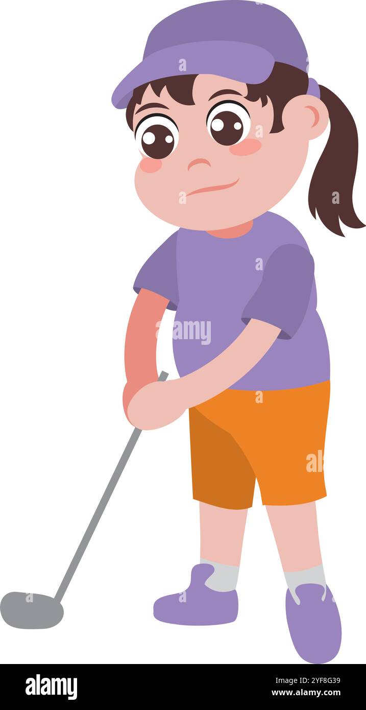 cute girl practicing golf Stock Vector Image & Art - Alamy