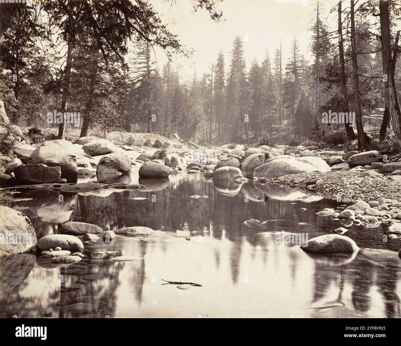 Merced River, Yosemite photographed by Carleton Watkins in 1872. He was ...