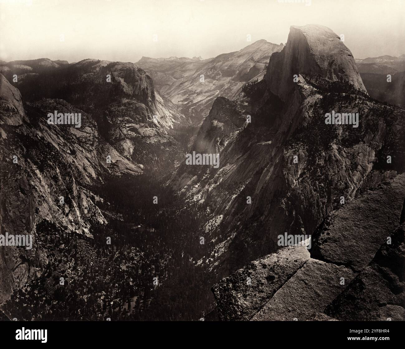 half Dome, Yosemite photographed by Carleton Watkins in 1865. He was a ...