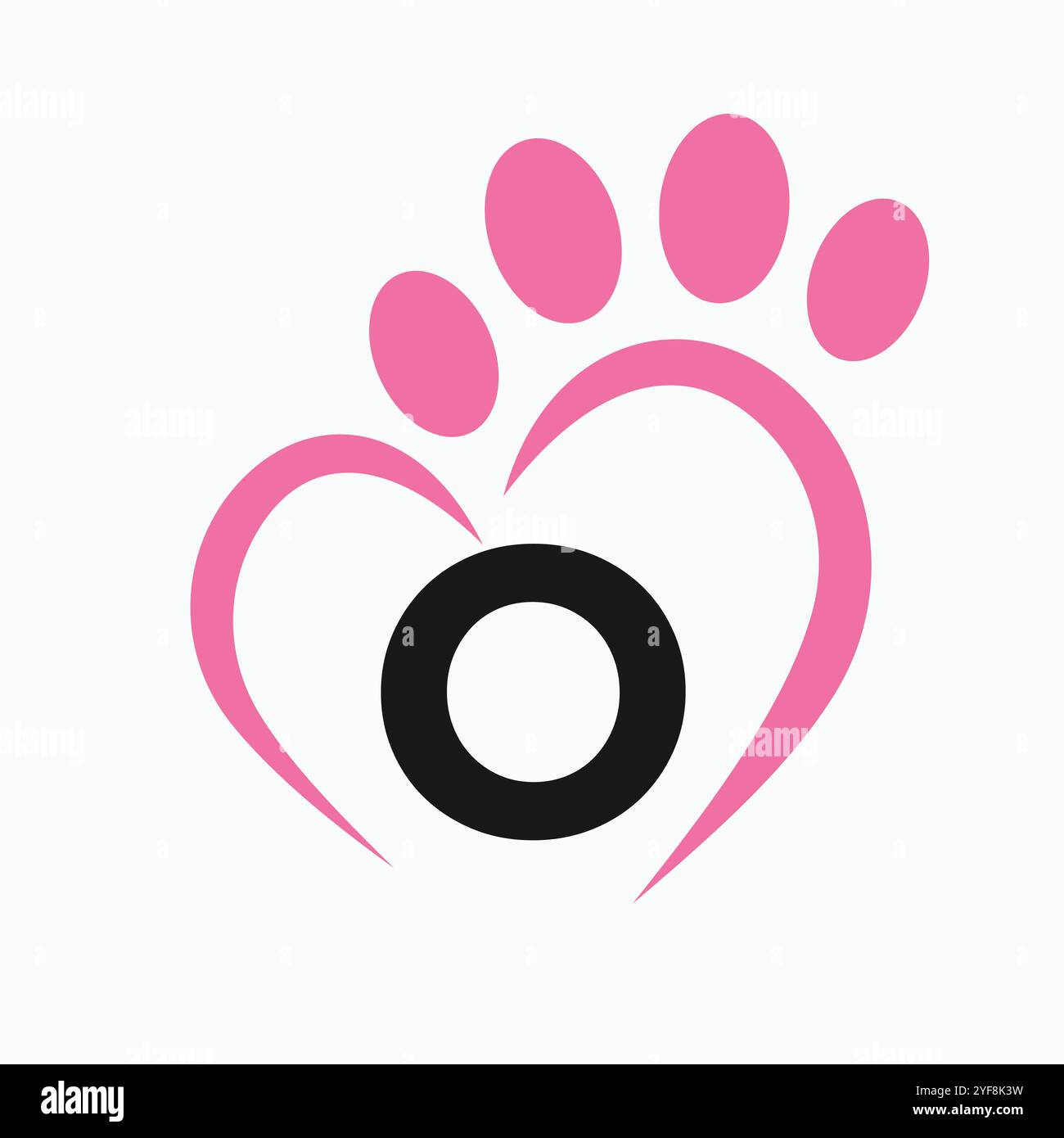 Letter O Pet Logo Design Concept With Paw and Heart Symbol Vector Stock ...