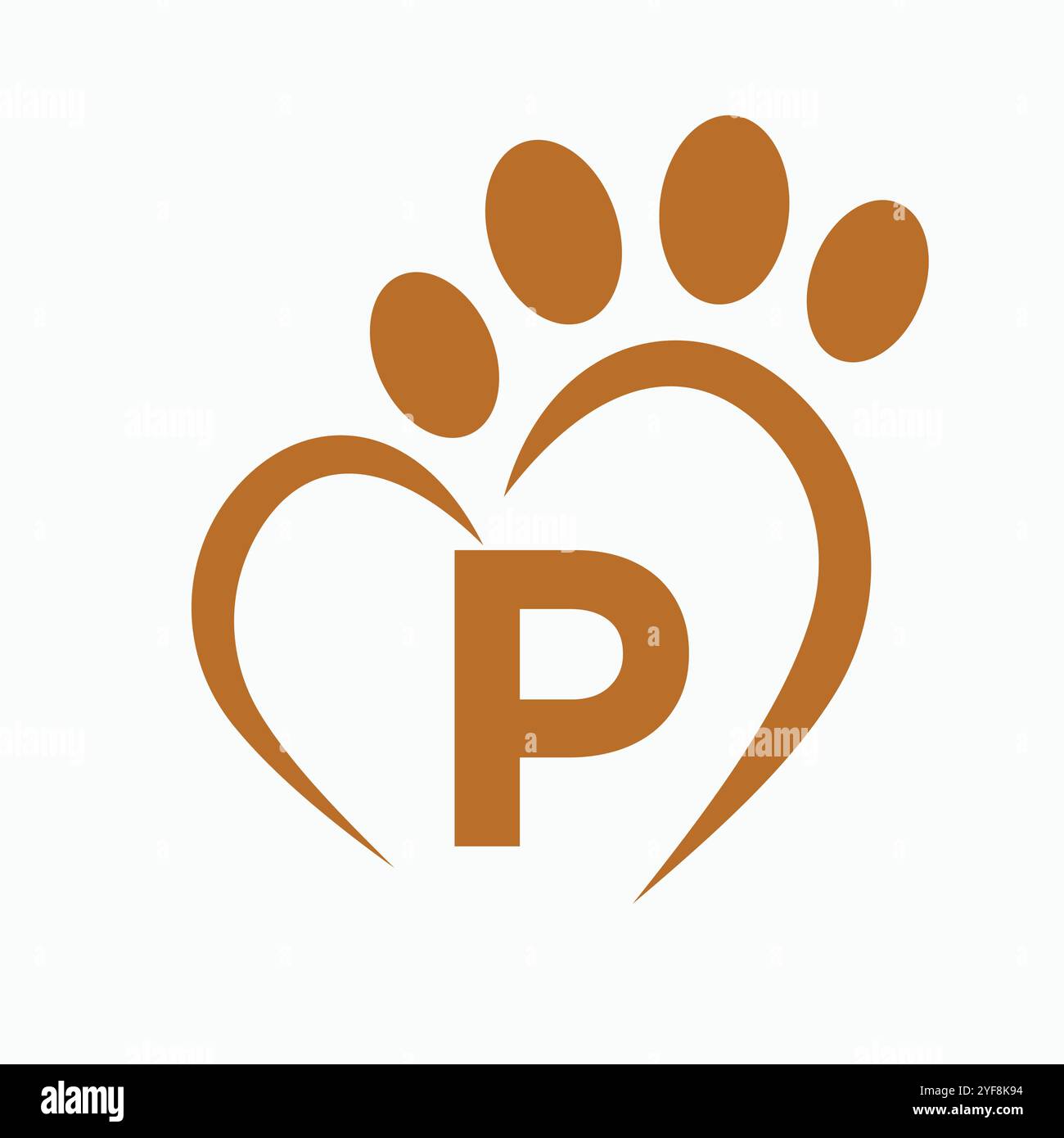 Letter P Pet Logo Design Concept With Paw and Heart Symbol Vector Stock ...