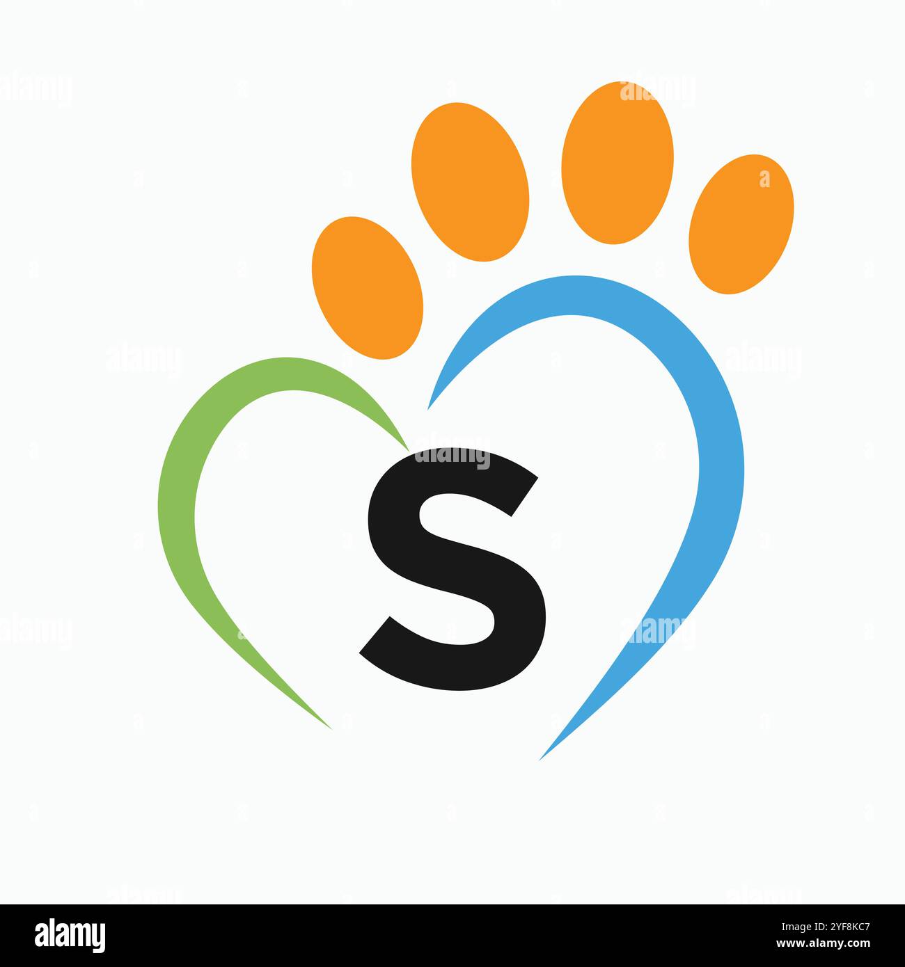 Letter S Pet Logo Design Concept With Paw and Heart Symbol Vector Stock ...