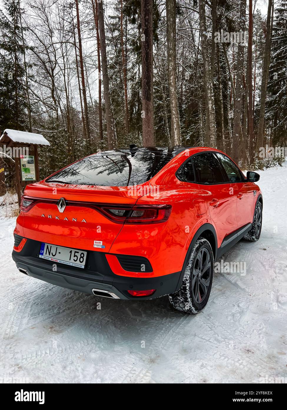 Riga, Latvia - 25 january 2023: Renault Arkana RS-line Valencia Orange ...