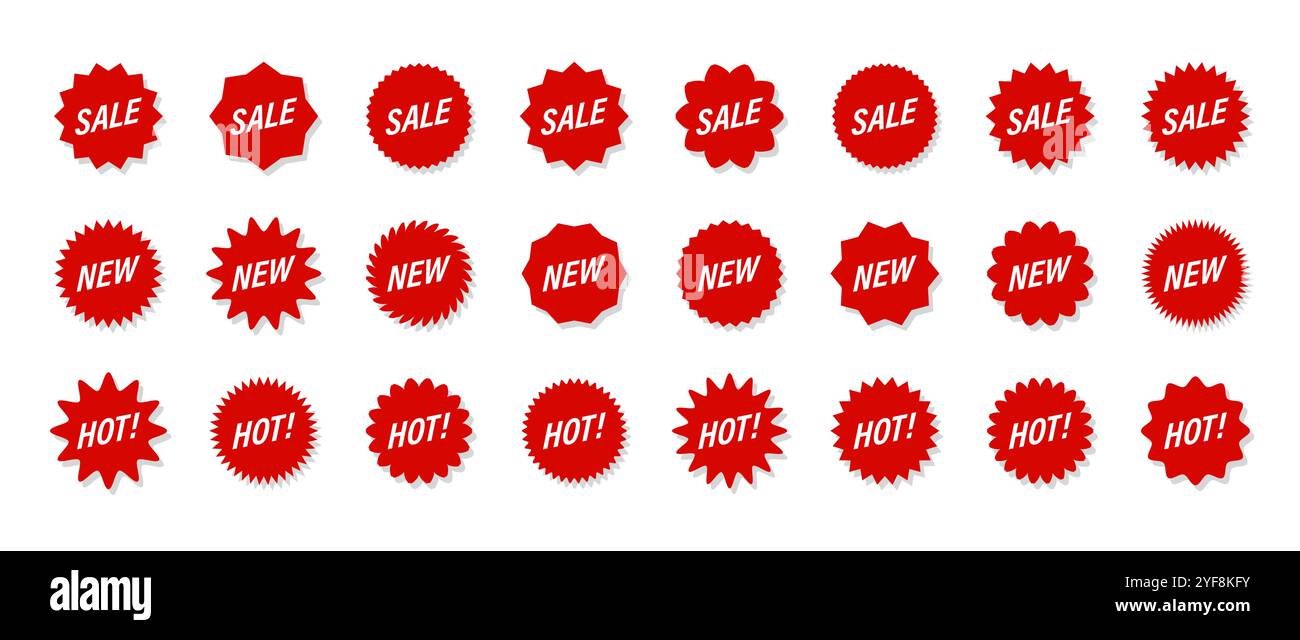 Set of red starburst price. Sunburst badges. Star sticker vector on ...