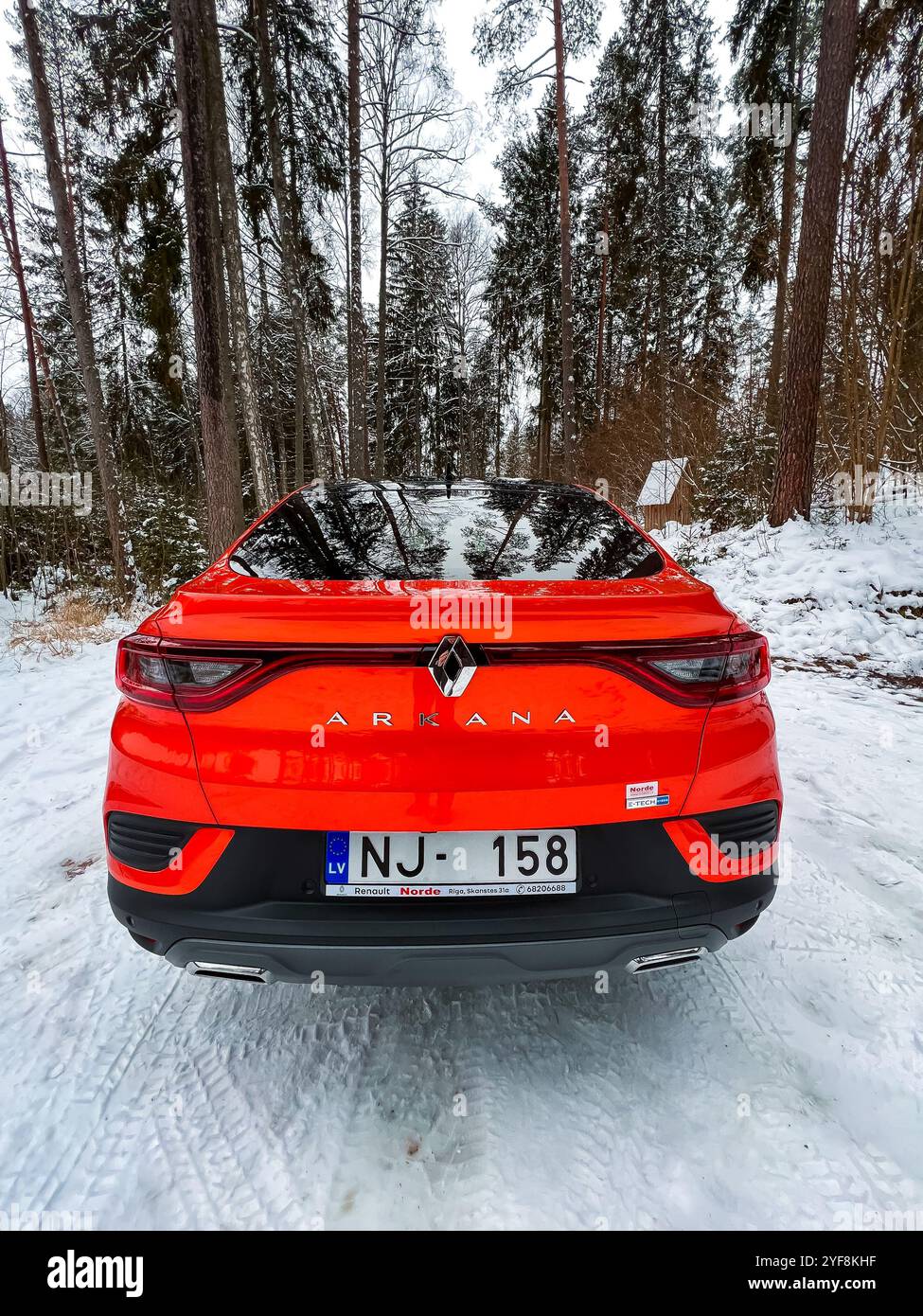 Riga, Latvia - 25 january 2023: Renault Arkana RS-line Valencia Orange ...
