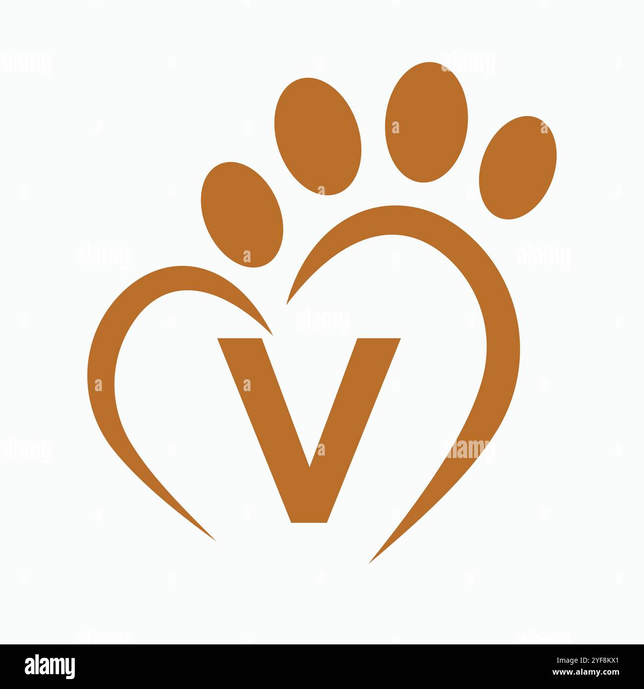 Letter V Pet Logo Design Concept With Paw and Heart Symbol Vector Stock ...