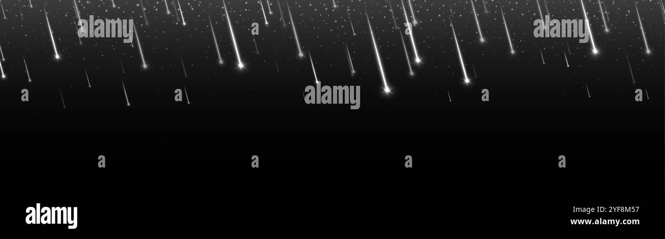Meteor rain, shooting stars background. Bright, streaking lights falling from the sky Stock ...