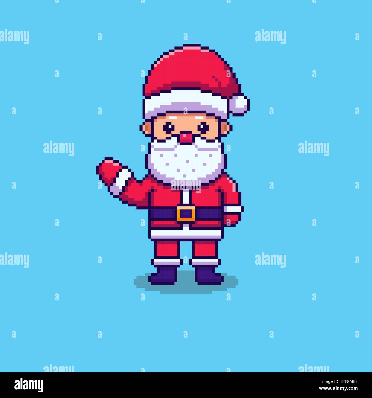 Pixel art Santa Claus waving hand game asset design Stock Vector Image ...
