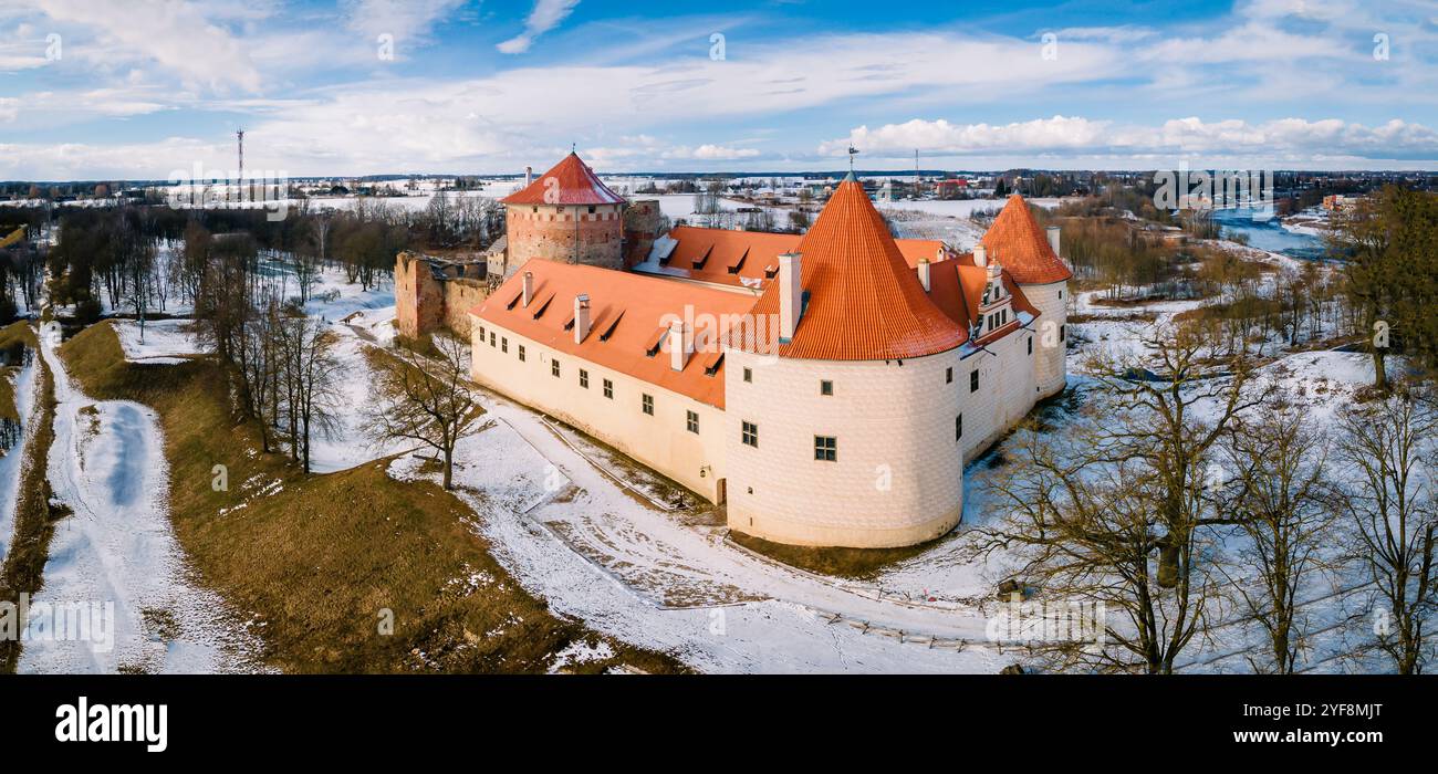 Bauska Castle Historic Latvian Landmark from drone. Castle Ruins and ...