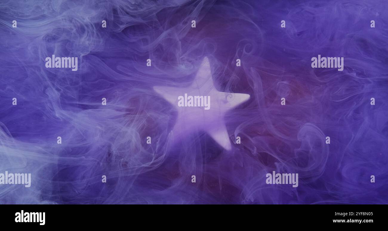 Mist wave. Paint water flow. Blue purple color gradient vapor revealing ...