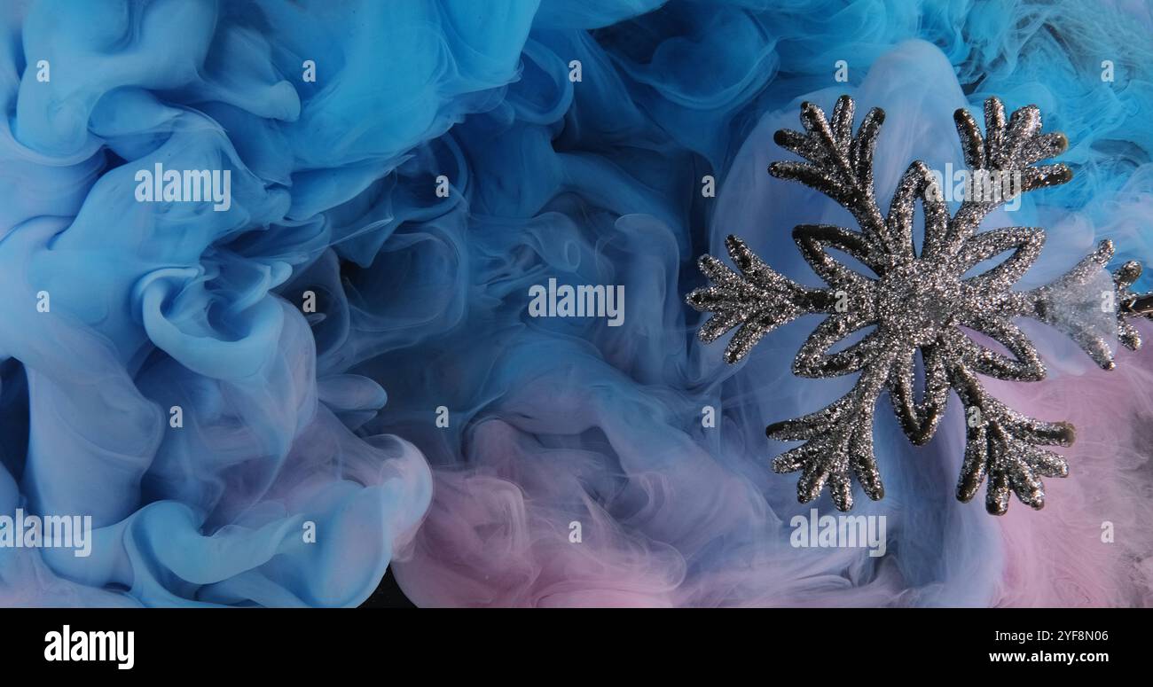 Fantasy snowflake. New year decoration. Sparkling glitter silver ...