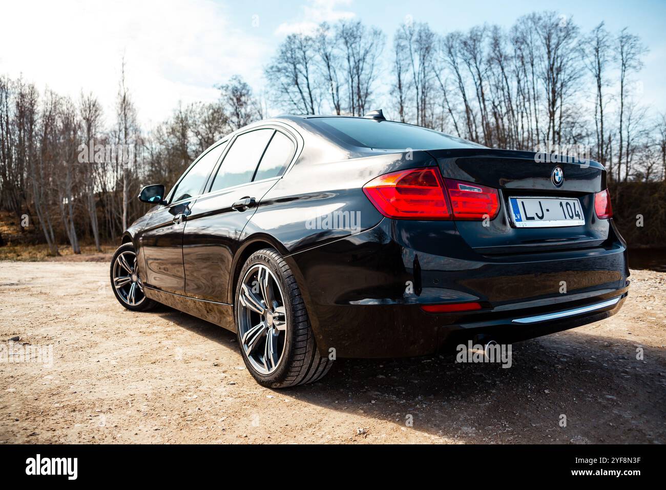 Black metallic sedan BMW 3-Series 320 F30 Twin Power Turbo, luxury car ...