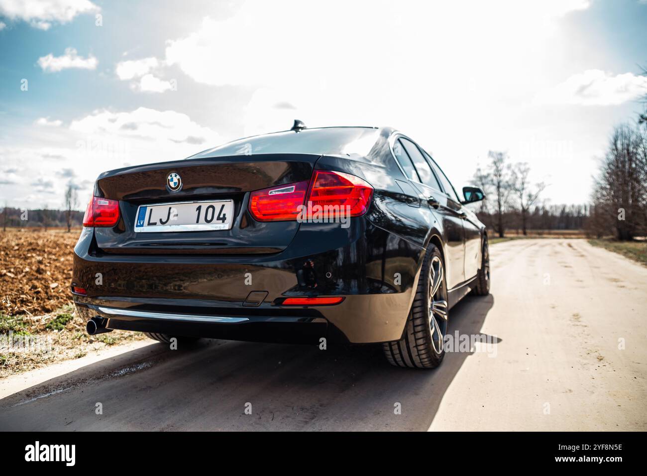 Black metallic sedan BMW 3-Series 320 F30 Twin Power Turbo, luxury car ...