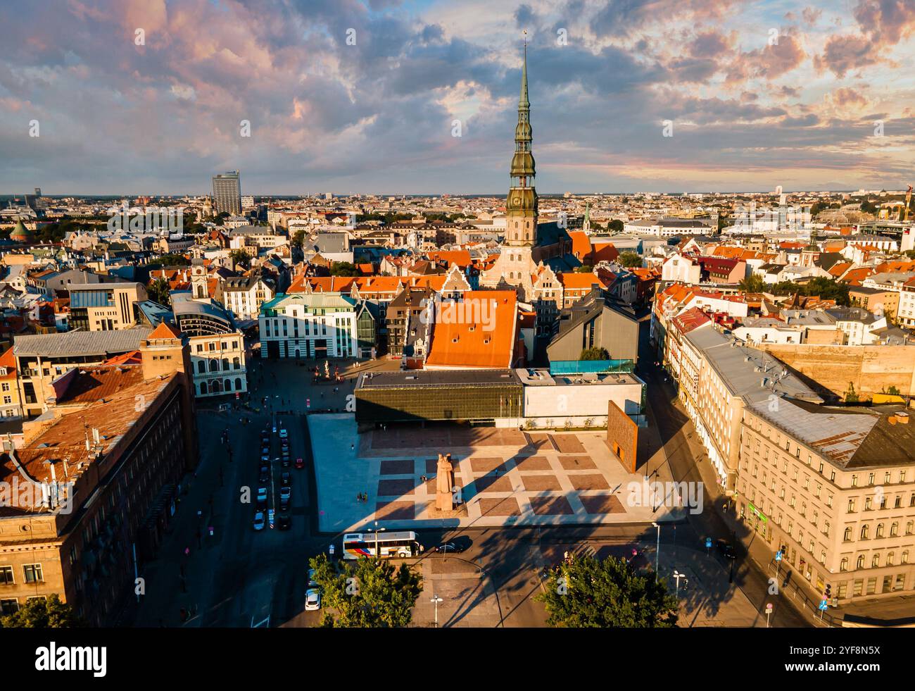 Aerial view of the Riga old town in Latvia. Beautiful historical ...