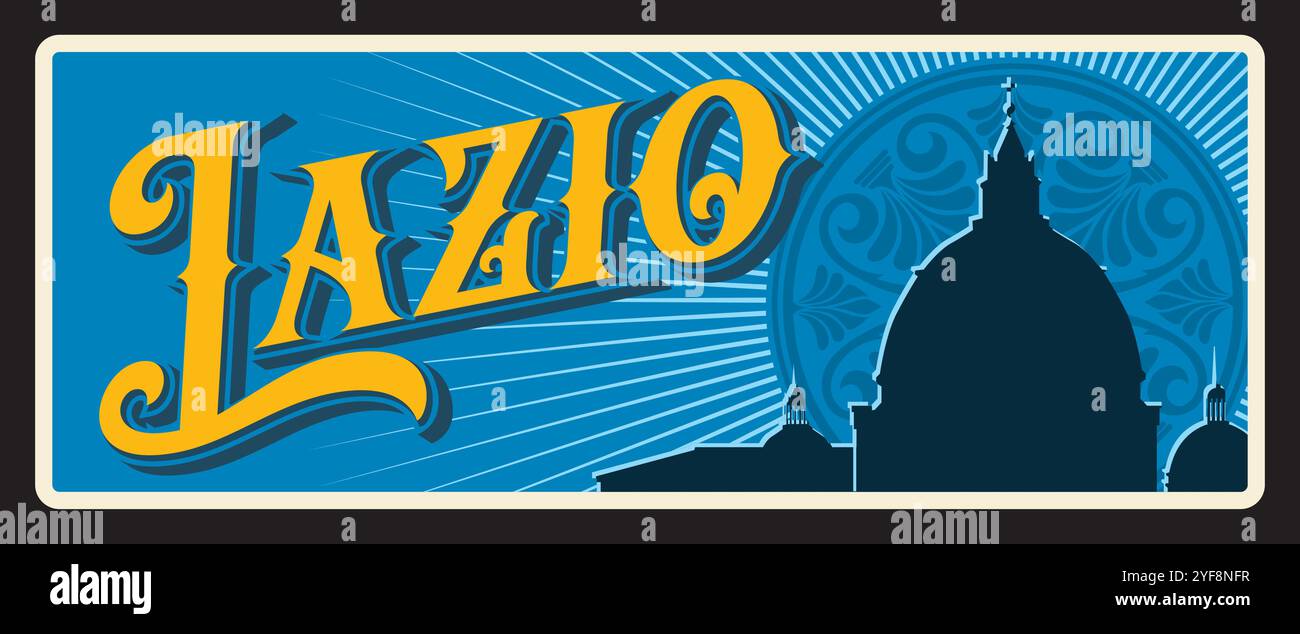 Lazio Italy region tin sign, metal travel plate. Italian region tourist ...